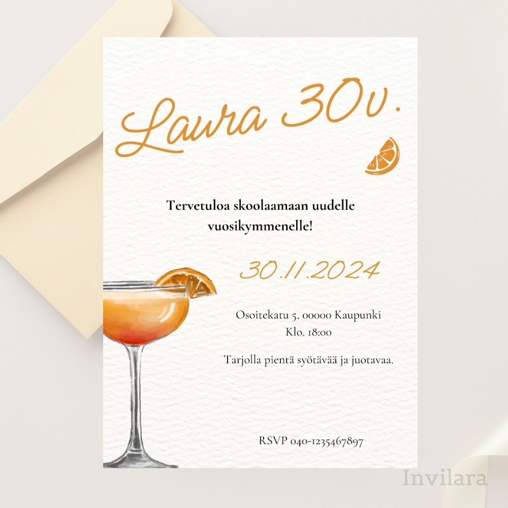 Aperol aikuisten muokattava digitaalinen syntymäpäiväkutsu - Invilara