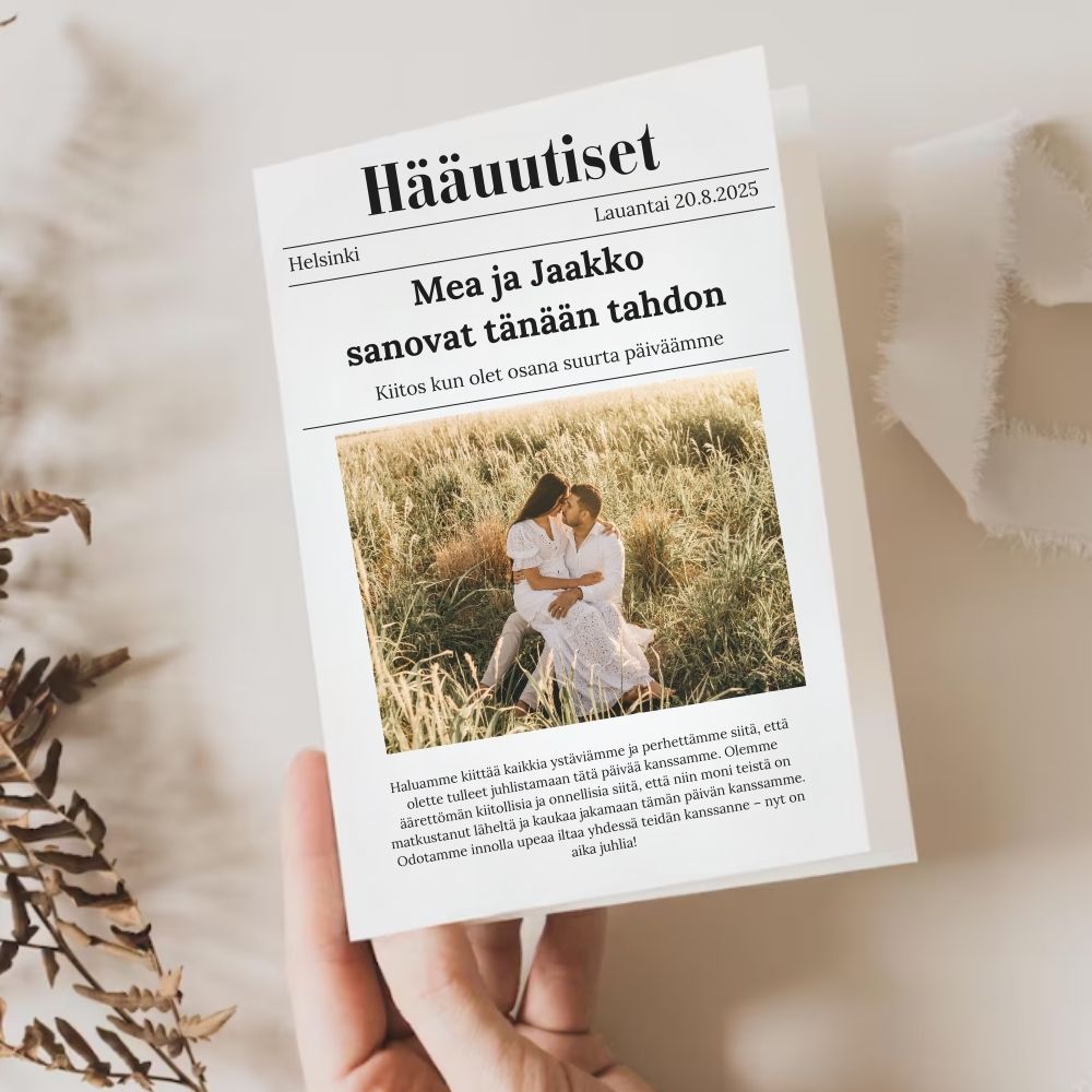 Digitaaliset kutsut ja muut tulostettavat juhlatuotteet - Invilara