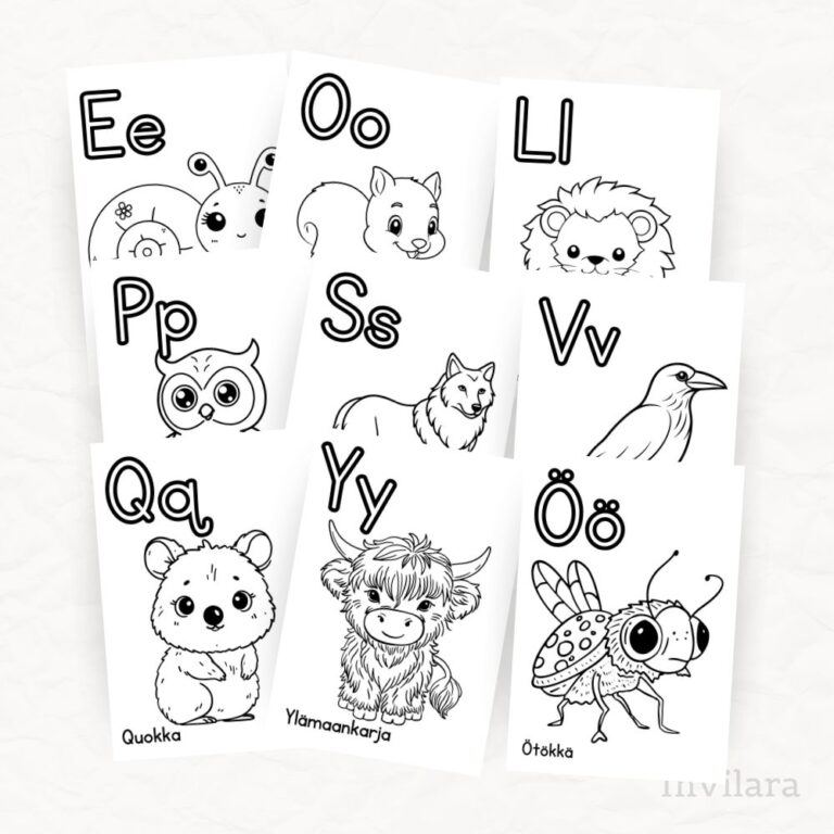 Tulostettavat aakkoset värityskuvat lapsille - Invilara