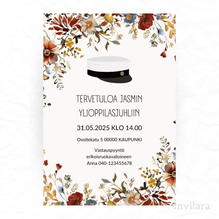 Digitaaliset kutsut ja muut tulostettavat juhlatuotteet - Invilara